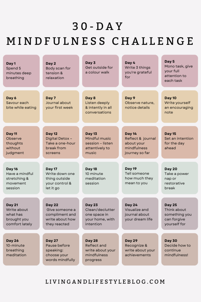 30 Day Mindfulness Challenge - Living & Lifestyle Blog